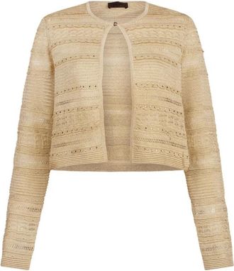 Liu Jo Femme, Pulls, Beige, Taille: 36 FR Cardigan ajour&eacute;