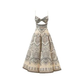 Zimmermann Robe mi-longue Luna &agrave; imprim&eacute; en lin et soie