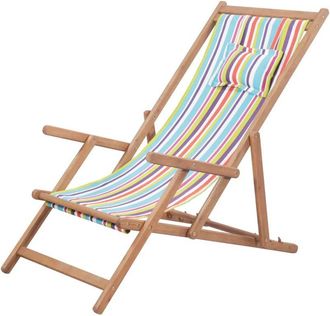 vidaXL vidaXL Strandstuhl Klappbar Stoff und Massivholz Mehrfarbig