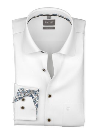 Olymp Herren Oberhemd Langarm 100184,Einfarbig,Comfort Fit 25,New Kent,Weiss 00,44