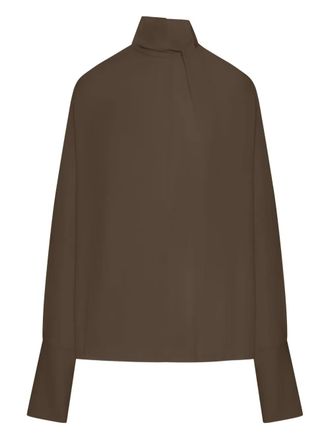 Tom Ford Bluse mit Stehkragen - Braun