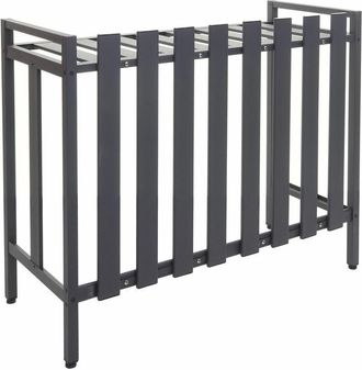 Hhg Verkleidung f&uuml;r Klimaanlage/W&auml;rmepumpe 398, Abdeckung Schutzgitter Pflanzenregal, Metall 80x90x39cm grau