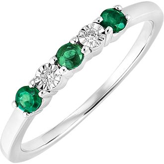 Edenly Trauring Paradiesvogel - Smaragd und Diamanten - 18 Karat Wei&szlig;gold