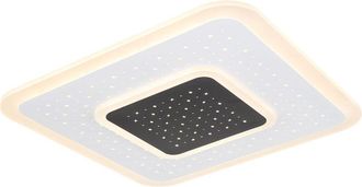 Globo Lighting Plafonnier semi-encastré carré à LED intégré, blanc mat, 1 LED à intensité variable 2 700-6 000 K, télécommande