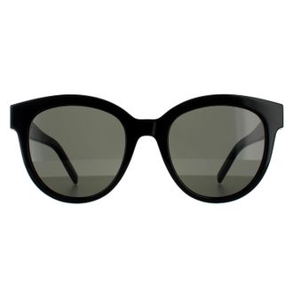 Saint Laurent Runde Frauen Schwarz Grau Sonnenbrille