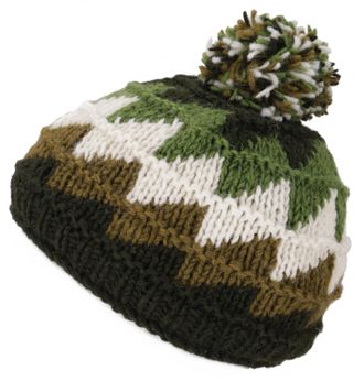 Guru Shop Beanie M&uuml;tze, Bommelm&uuml;tze aus Nepal, Winterm&uuml;tze - Modell 8, Herren/Damen, Wolle