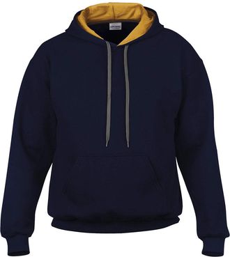 Gildan Erwachsene 50/50 Kapuzenpullover uni 18500 Gr. XL, Marineblau/goldfarben