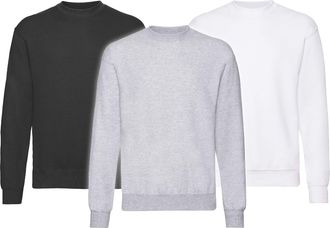 Fruit Of The Loom Herren Sweatshirt (3er Pack), Gr&ouml;&szlig;e:3XL, Farbe:1x schwarz.1x Graumeliert.1x wei&szlig;