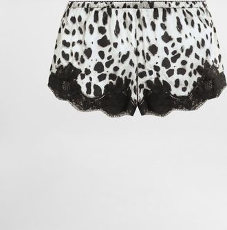 Dolce & Gabbana Satinshorts Leoprint Mit Einsätzen Aus Spitze - Frau Unterwäsche Drucken Satin 3