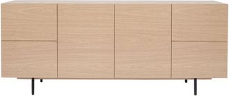 Miliboo Design-Sideboard aus hellem Eichenfurnier und schwarzem Metall, 2 T&uuml;ren, 4 Schubladen B180 cm alaska