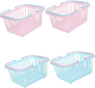 Garneck 4Stücke Kleine Plastikaufbewahrungskörbe mit Griffen für Badezimmer Küche und Spielzimmer Tragbare Kunststoffkörbe für Spielzeug Lebensmittel und Badu