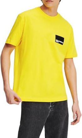 Karl Lagerfeld Homme, T-Shirt &Agrave; Manches Courtes avec Logo Encadr&eacute;, Coupe R&eacute;guli&egrave;re, Jaune, L