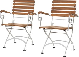 Butlers 2er Set Gartenstuhl klappbar B 56 x T 55 x H 89 cm Akazienholz Eisen -PARKLIFE- Sitzgelegenheit f&uuml;r Garten & Balkon | Klappstuhl f&uuml;r Terrasse & Esszim