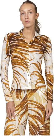 Just Cavalli Femme, Blouses et Chemises, Multicolore, Taille: 38 FR Camicia Slim 638 Golden Palm