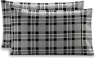 Elegant Comfort 2-teiliges Kissenbezüge-Set, ägyptische Qualität, Fadenzahl 1500, zeitlos, klassisches Design, weich und glatt, knitterfrei, kariert, Queen-Kissenbezu