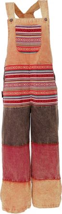 Guru Shop Patchwork Latzhose, Japan Style, Boho Hose - Orange, Damen, Baumwolle, Size:L/XL