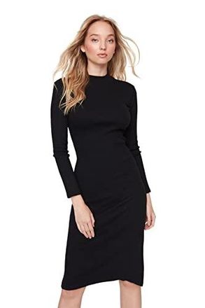 Trendyol Robe ajustée midi Moulante, Noir, Taille XS Femme