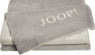 Joop Uni-Doubleface I flauschig-weiche Kuscheldecke Rauch-Ecru I Wohndecke aus Baumwolle & Polyacryl in hellgrau I Tagesdecke 150x200cm | nachhaltig produz