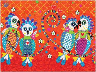 Maxwell & Williams Love Hearts Geschirrtuch mit Vogel Design, Geschirhandtuch 100% Baumwolle, Rot, 50 x 70 cm, K&uuml;chentuch, Sp&uuml;ltuch, Abtockent&uuml;cher