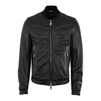 Dolce & Gabbana Lederjacke - - Jackets - Herren - Schwarzk - S
