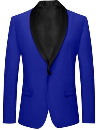 Generic Veste pour homme - Coupe ajust&eacute;e - Avec col ch&acirc;le - 1 bouton - &Eacute;l&eacute;gante couleur contrast&eacute;e - Blazer - Pour affaires, mariage, f&ecirc;te, 003-bleu, XXL