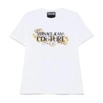 Versace Jeans Couture Homme, Tops, Blanc, Taille: L T-shirt Blanc en Coton avec Logo