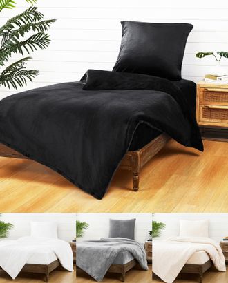 JACK Teddy Flausch Bettw&auml;sche Uni 135x200cm Pl&uuml;sch Cashmere Touch Wei&szlig; Grau Anthrazit Creme Blau Schwarz Einfarbig Warm, Farbe:Schwarz