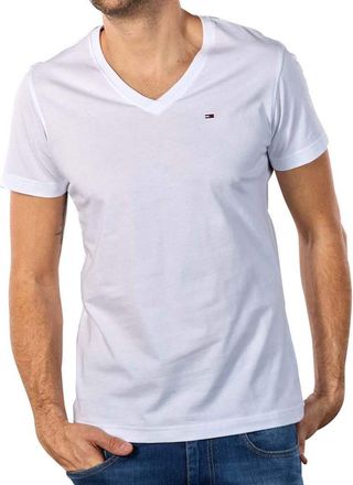 Tommy Jeans Herren Tjm Original Jersey V Neck Tee Dm0dm04410 Kurzarm Strickoberteile, Wei&szlig; (Classic White), M EU