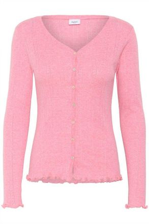 Saint Tropez Strickjacke GruSZ Cardigan mit Lochstickerei und gewelltem Saum
