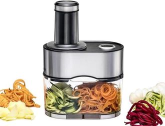 Rommelsbacher Spiralschneider EGS 80-5 Messereinsätze für verschiedene Gemüsenudeln, 2,5 Liter Auffangbehälter, großer Einfüllschacht, 2-fach Sicherheitssystem, kom
