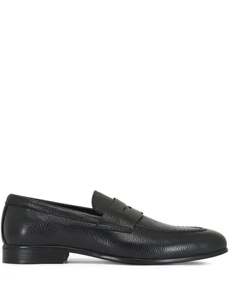 G. Brown grain leather loafers - Schwarz