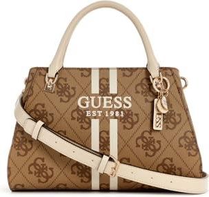 Guess Noelle II Luxury Satchel Bag Latte Logo