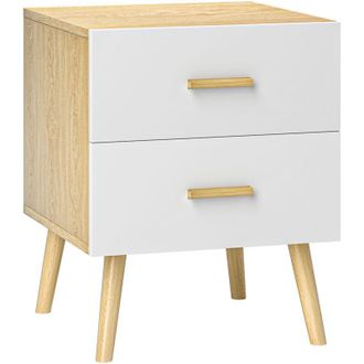 HOMCOM Table de chevet - HOMCOM - 2 tiroirs - moderne - pour chambre &agrave; coucher, salon - panneau de particules et MDF - 40x40x50cm - ch&ecirc;ne