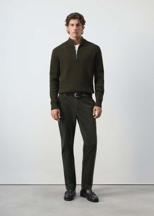 Mango Pantalon velours c&ocirc;tel&eacute; slim-fit vert fonc&eacute; - Homme - 38 - MANGO MAN