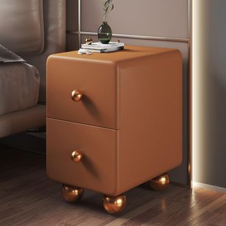 Generic Nachttisch Mit 2 Schubladen Aus Kunstpaneelen for Schlafzimmer Und Wohnzimmer Mit Leichtgängigen Schubladen, Kompakter Beistelltisch(Orange,40x40x52cm