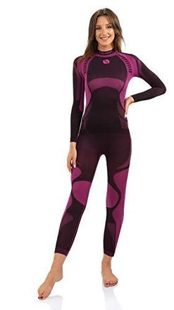 Sesto Senso Femme sous-Vêtement Thermique Ensemble Maillot de Corps Fonctionnel à Manches Longues Haut et Caleçon Pantalon Long Fonctionnel Bas Base Layer Thermo 