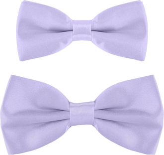 DonDon Vater-Sohn Fliegen Set im Partnerlook, bereits gebunden und verstellbar - Pastell Lila
