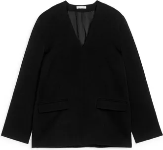 Arket Oberteil Mit V-Ausschnitt Im Blazer-Stil -Schwarz