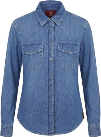 Dondup Chemise en denim rigide coupe droite - Femme - Blouses et Chemises - Bleu - Taille: 42 FR