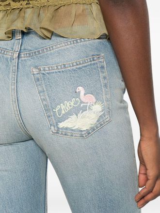Chlo&eacute; Flared Light-Wash Jeans - Light Blue