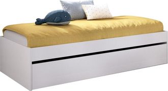 PEGANE Pegane - Structure de lit, couchage 90 x 190 cm en bois avec 1 tiroir coloris blanc - Longueur 195 x Profondeur 95 x Hauteur 40 cm