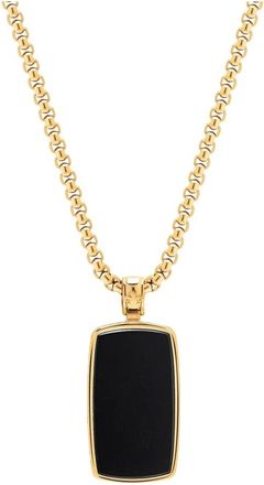 Nialaya Homme, Accessoires, Jaune, Taille: M Collier avec Plaque dIdentit&eacute; en Onyx Noir