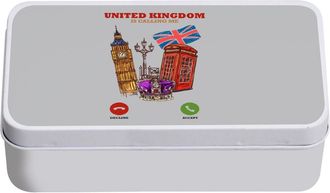 Fabulous Metallbox, Grau, United Kingdom Is Calling Me London England - 11 x 18,5 x 5,5 cm - Aufbewahrungsbox, Schlüssel, Werkzeug, Lunchbox, Zucker, Kekse