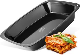 Dr. Oetker Auflaufform 33 x 27 cm, Bratform mit Emaille-Beschichtung, hochwertige Lasagneform, langlebige Ofenform, tiefes Backblech, rechteckige Brownie Backfor