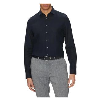 Calvin Klein Einfarbiges Slim-Fit-Leinenhemd - - Shirts - Herren - Blau - 3XS