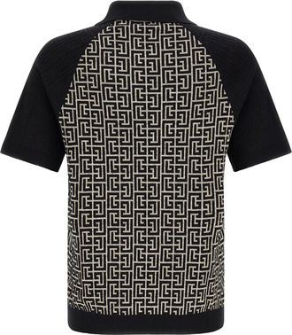 Balmain Mens Bicolor Cotton Polo Shirt