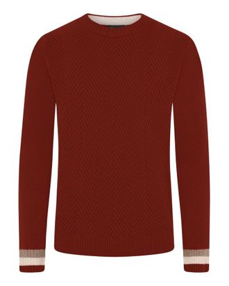 Maerz Pullover aus Merinowolle mit Fischgr&auml;t-Webmuster in