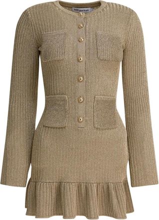 Self Portrait Femme, Robes, Jaune, Taille: 42 FR Robe Tricot Lurex Or Aw25