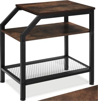 TecTake Beistelltisch Holz & Stahl, 36,5 x 58,5 x 59,5 cm Couchtisch mit Stauraum auf 3 Ebenen, Nachttisch, Deko Wohnzimmer, Blumenst&auml;nder, Beistelltisch Couc