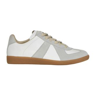Maison Margiela Homme, Chaussures, Blanc, Taille: 41 1/2 EU Baskets Blanches avec Inserts Gris